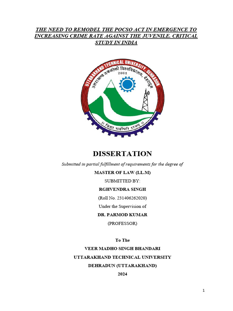 Raghvendra Singh Dissertation | PDF | Child Abuse | Assault