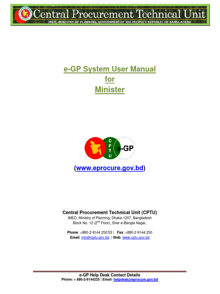 e-GP System User Manual - Minister User | PDF | Password | Login