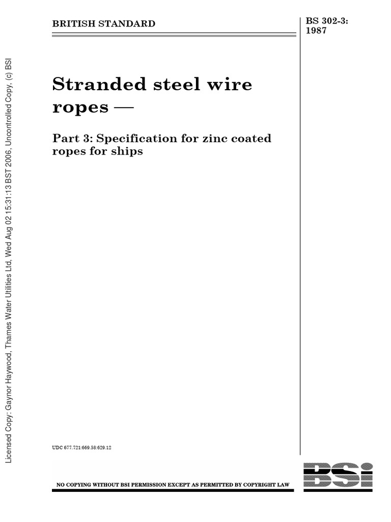 BS 302-3 SWR | PDF | Rope | Specification (Technical Standard)