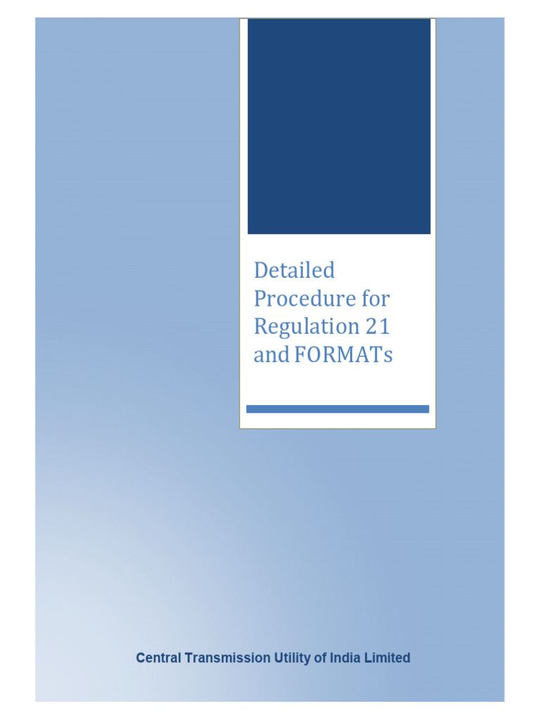 Detailed Procedure For Regulation 21 and FORMATS1 | PDF | Electricity ...