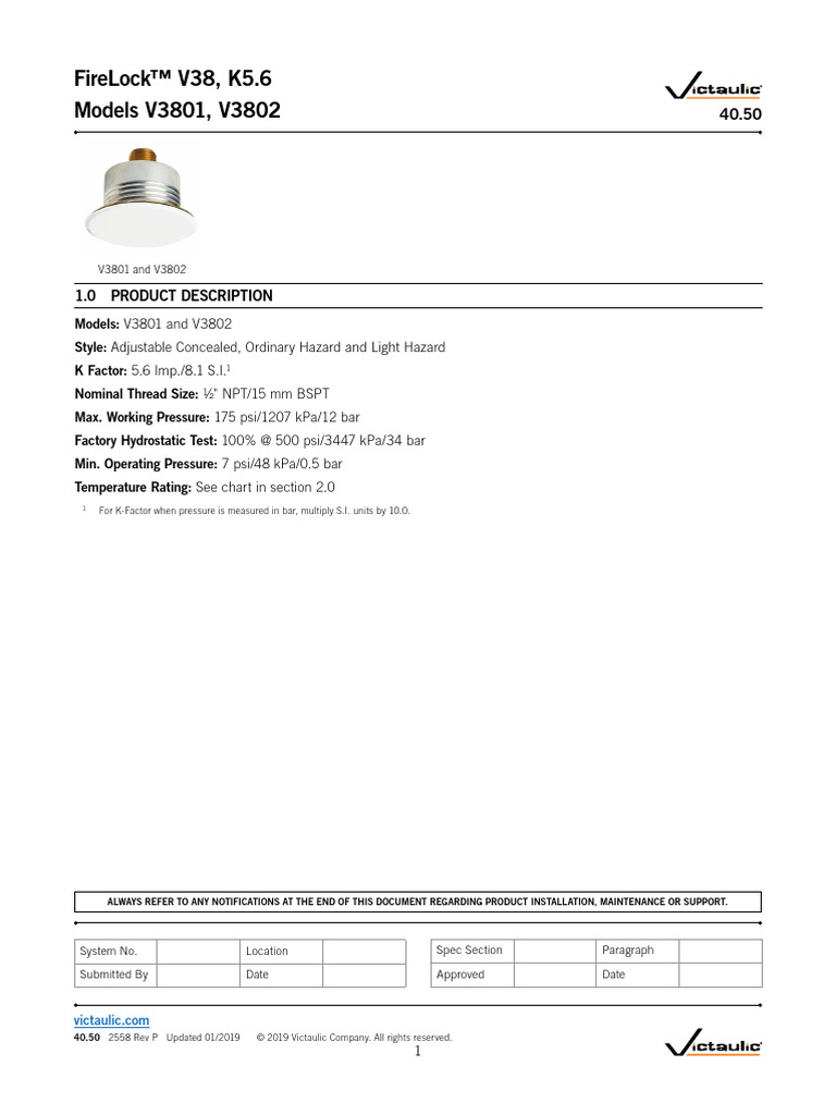Firelock v38 k56 Models v3801 v3802 Jfysx | PDF | Fire Sprinkler System ...