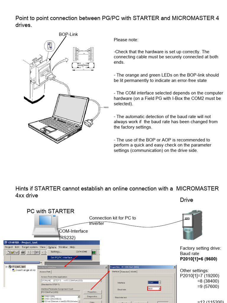 Connecting PG/PC to MICROMASTER 4 Drives | PDF | Computer Data | Office ...