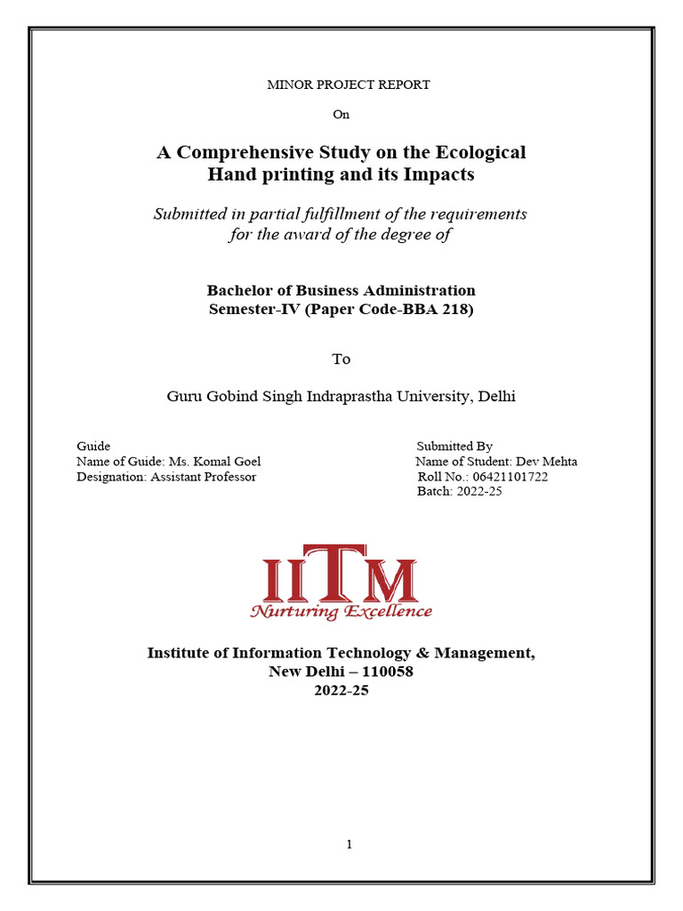 Minor Project 2024 Final Dev | PDF | Qualitative Research | Sustainability