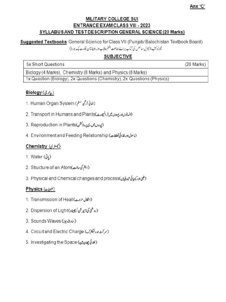 Gen Science Syllabus | PDF
