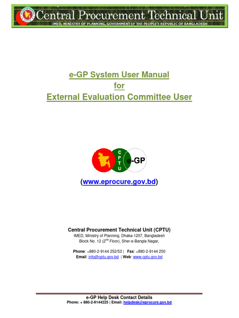 e-GP System User Manual - External Evaluation Committee User | PDF | Login | Password