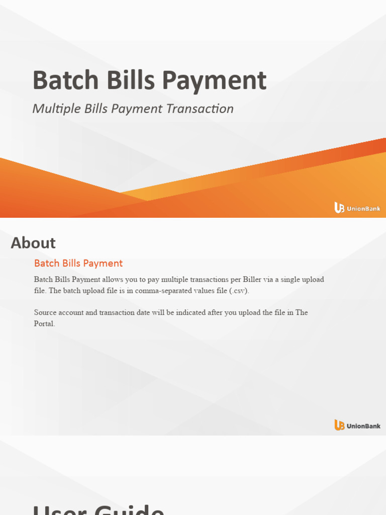 Batch Bills Payment User Guide | PDF