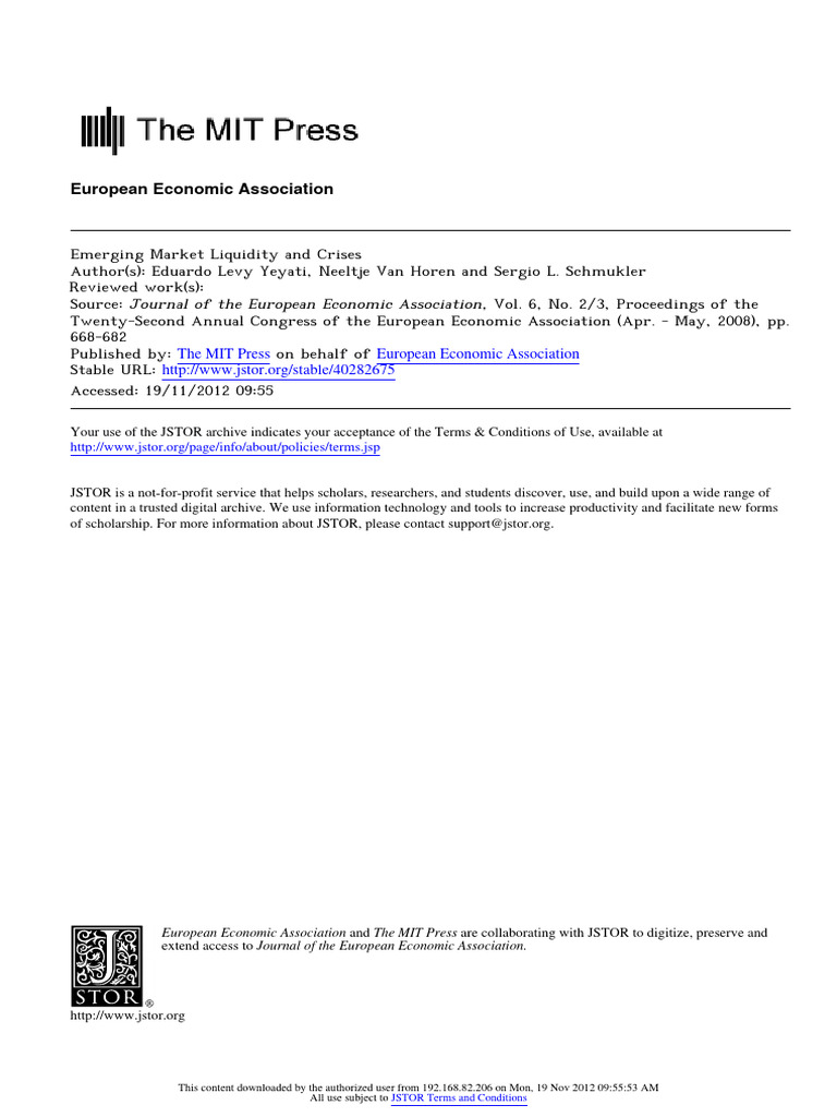 The MIT Press European Economic Association | PDF | Market Liquidity ...