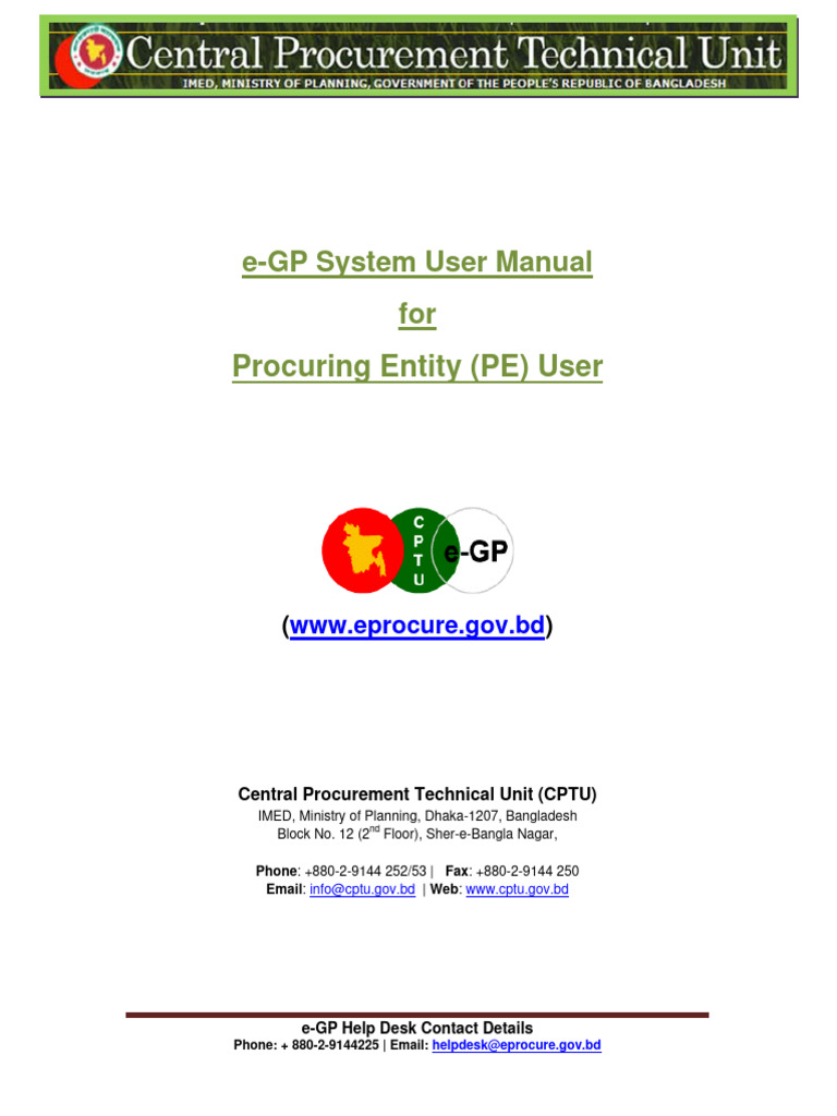 E-GP System User Manual - Procuring Entity User | PDF | Password ...
