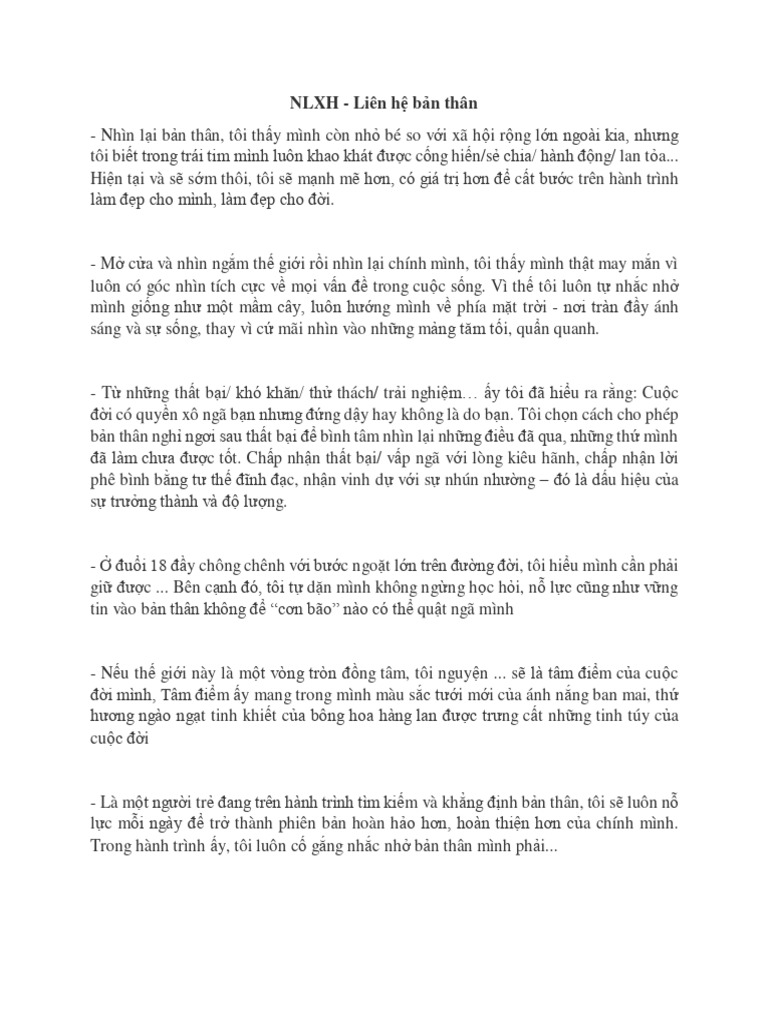 NLXH - Liên hệ bản thân PDF | PDF