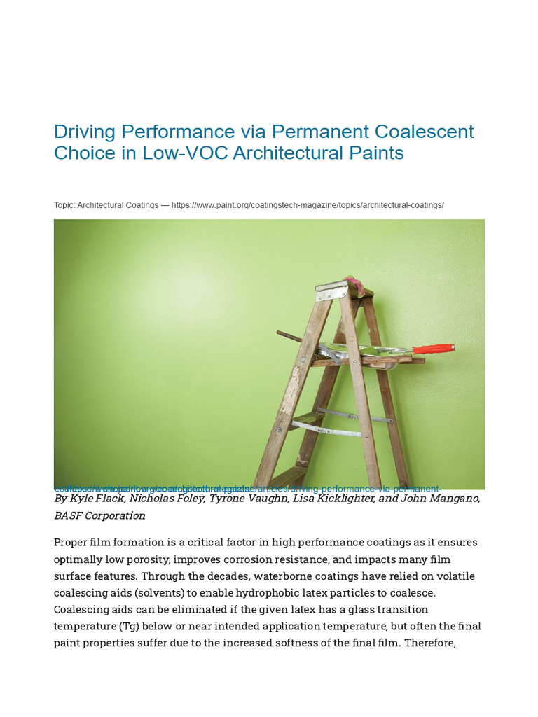 Driving Performance Via Permanent Coalescent Choice in Low-VOC ...