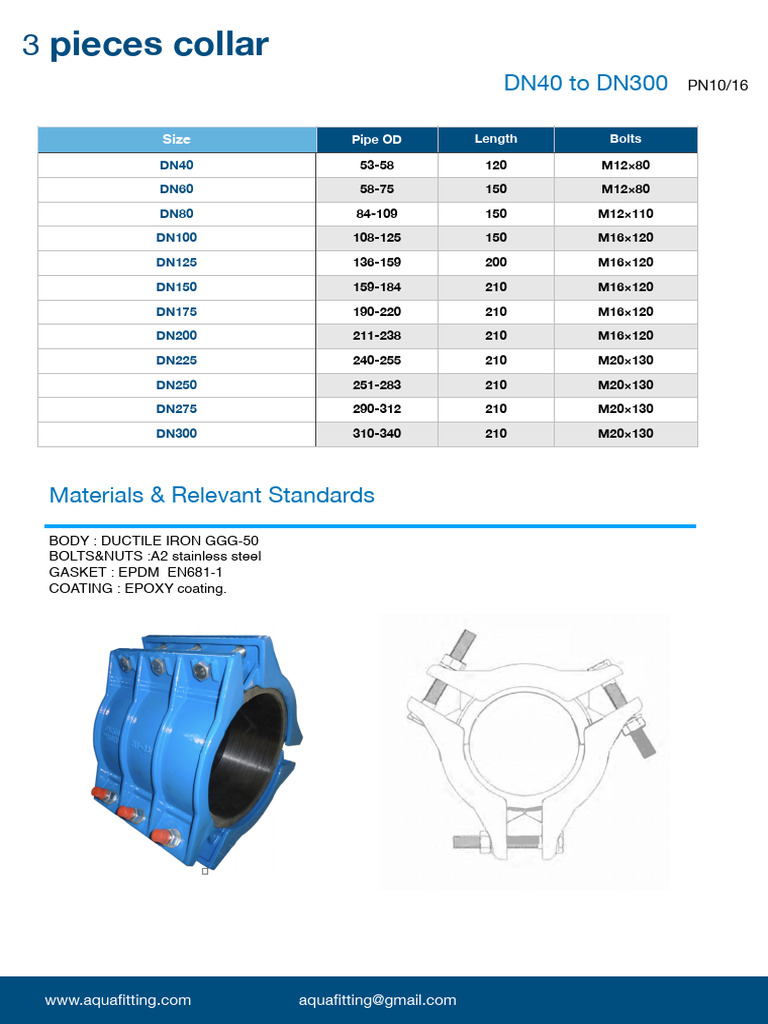 Ductile Iron Pipe Collars DN40-DN300 | PDF