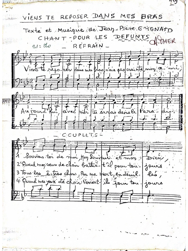 Viens Te Reposer Dans Mes Bras | PDF