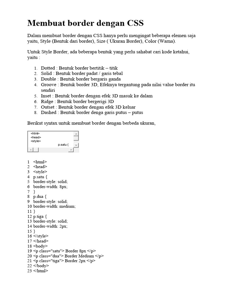 Membuat Border Dengan CSS | PDF