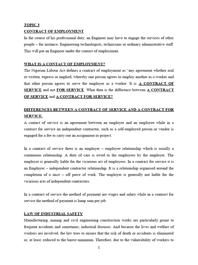 TOPIC 3 Contract of employment (2) | PDF | Employment | Occupational ...