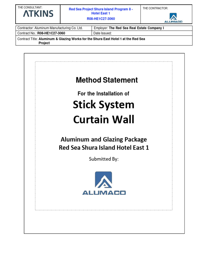 MOS CURTAIN WALL Method Statement S | PDF | Metal Fabrication ...