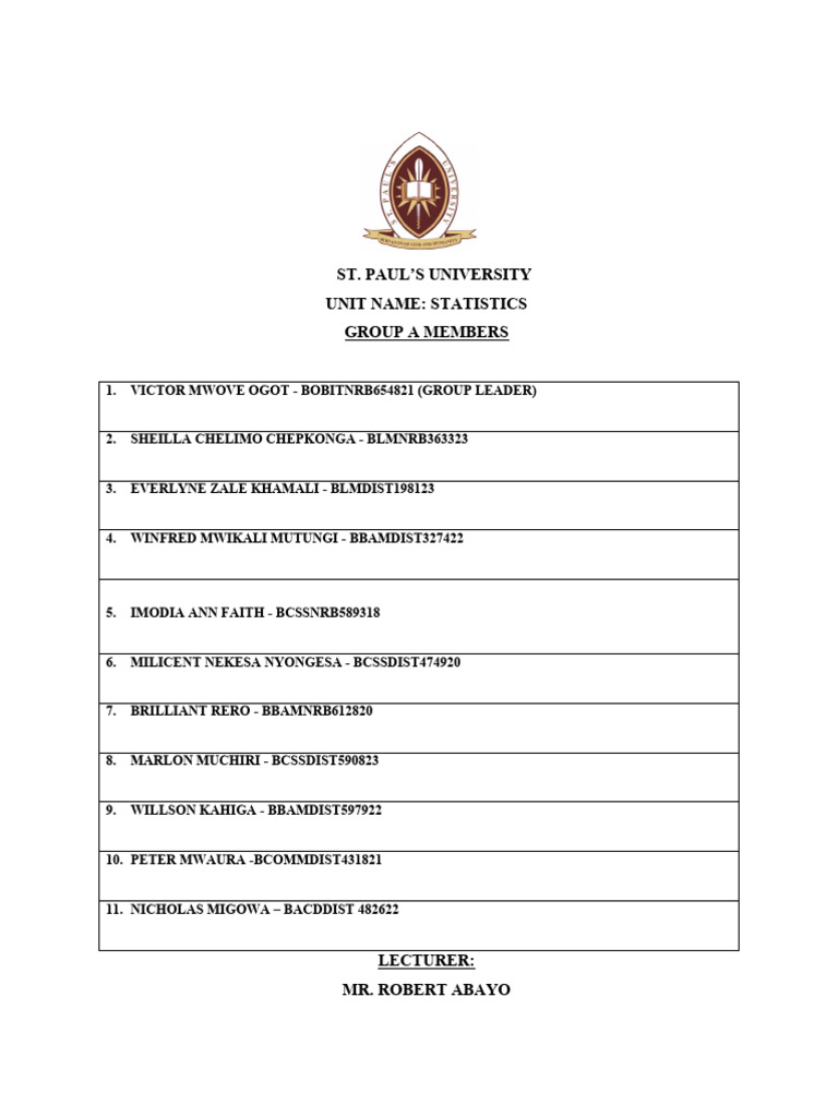 Bma 301 Group A Work Edited | PDF | Level Of Measurement | Data