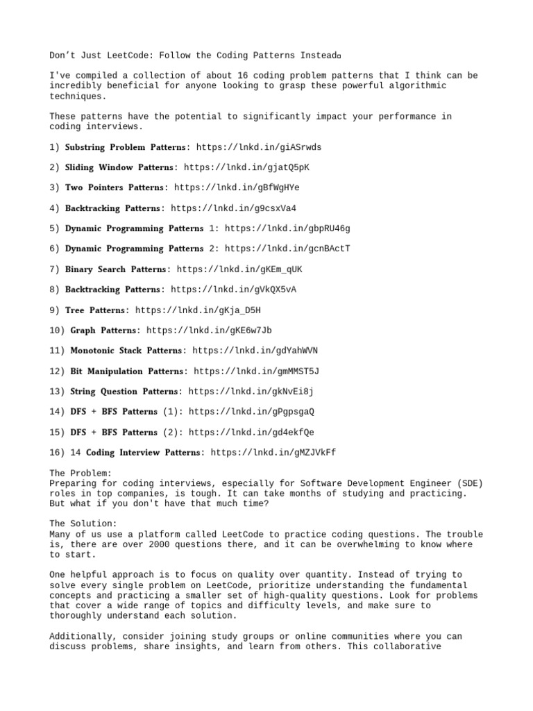 Coding Patterns | PDF | Computer Programming | Computer Science Coding Patterns | PDF | Computer Programming | Computer Science