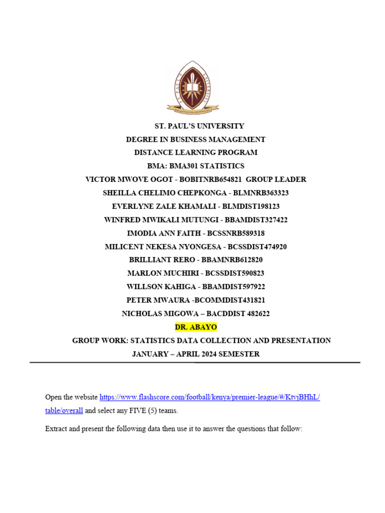 Bma 301 Group A Work... | PDF | Data | Science