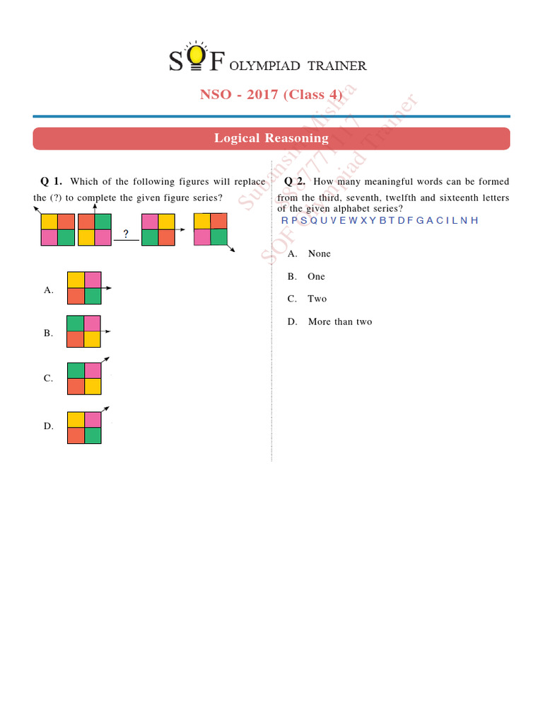 NSO - 2017 - Answer | PDF