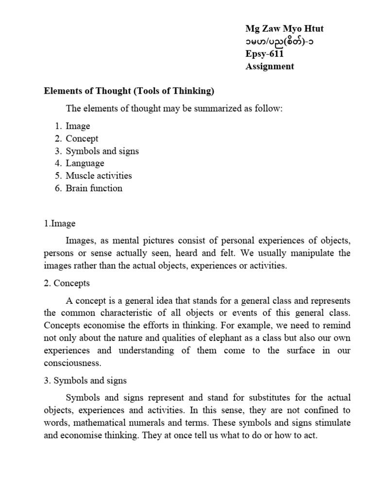 Elements of Thought | PDF | Id | Thought
