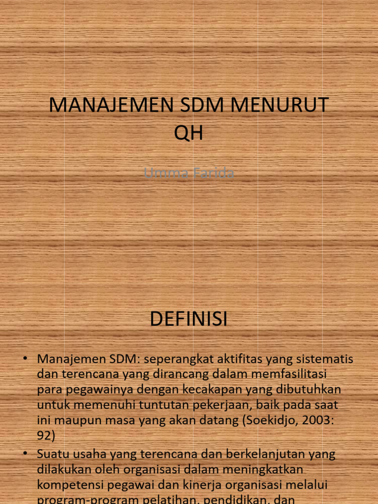 Pengembangan SDM Menurut QH | PDF