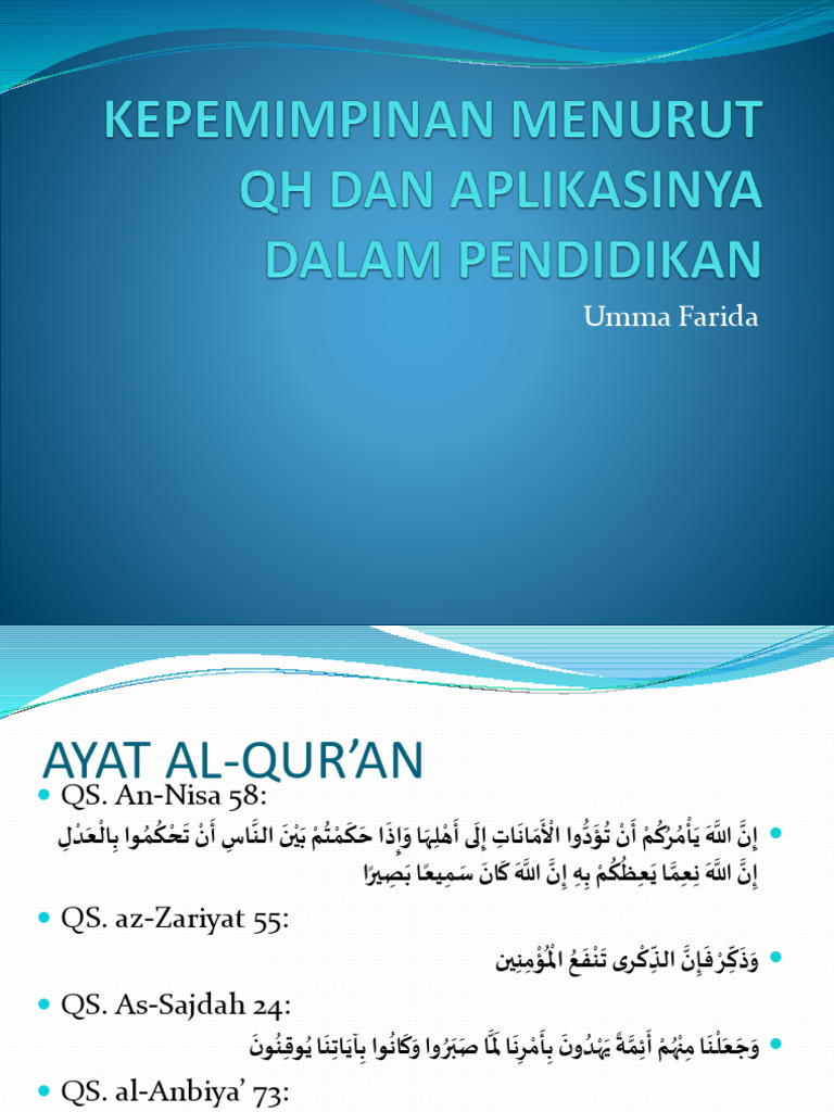 Kepemimpinan Pembelajaran Menurut QH | PDF