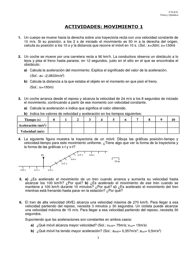 ACTIVIDADES UD 5 MOVIMIENTO | PDF | Aceleración | Velocidad