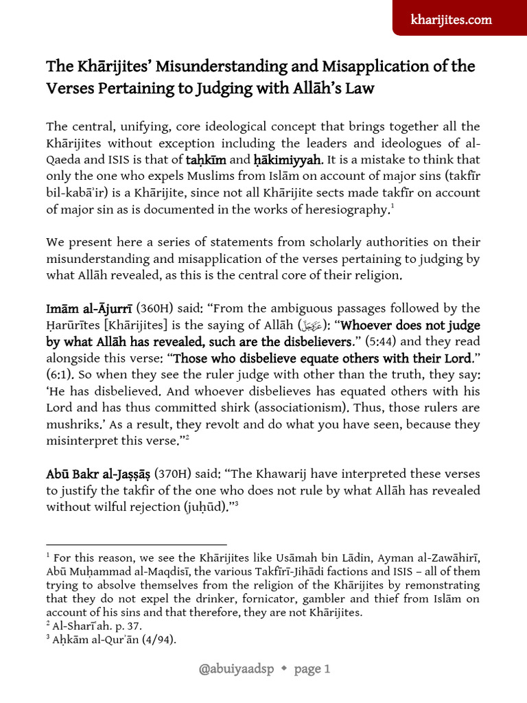 Kharijites Com Tafseer Hukm Verses A | PDF | God In Islam | Sunni Islam
