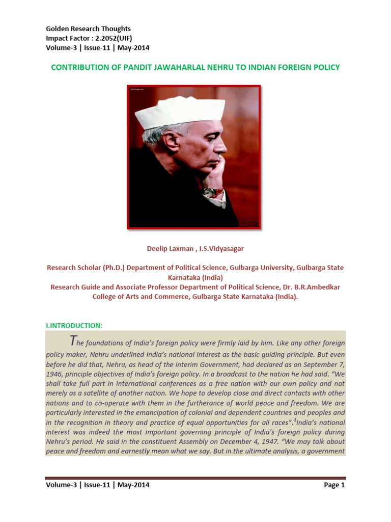 Nehru's Influence on Indian Foreign Policy | PDF | Non Aligned Movement ...