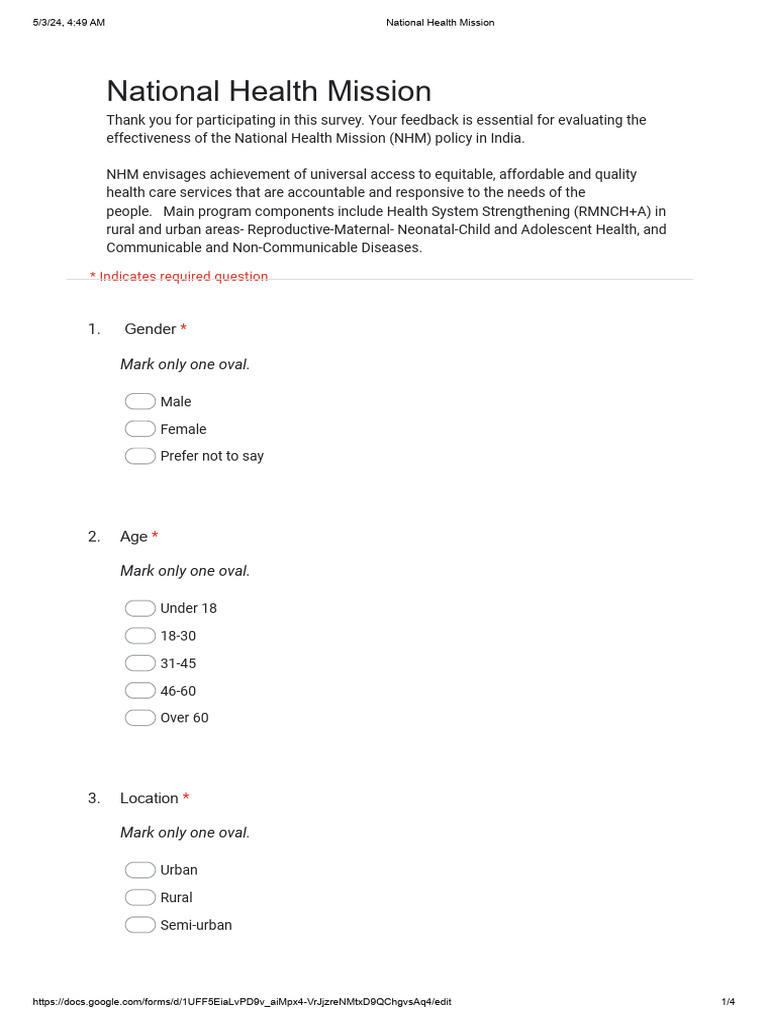 National Health Mission - Google Forms | PDF | Health Care | Health Policy