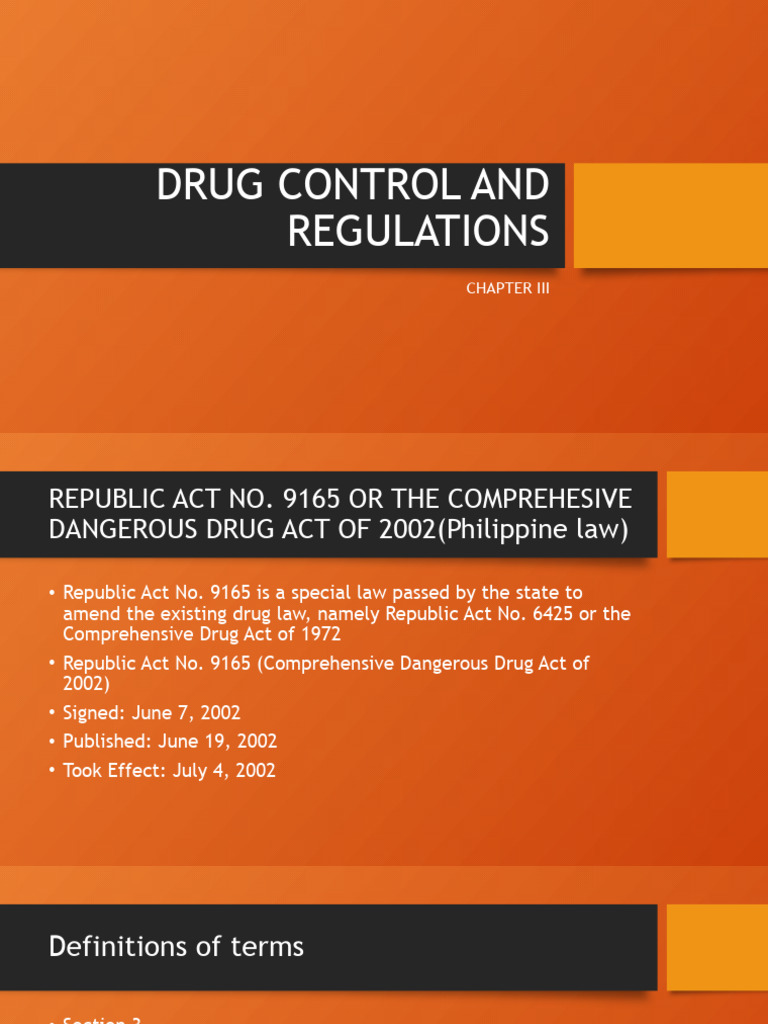 Drug Control and Regulations III | PDF | Psychotherapy | Clinical Medicine