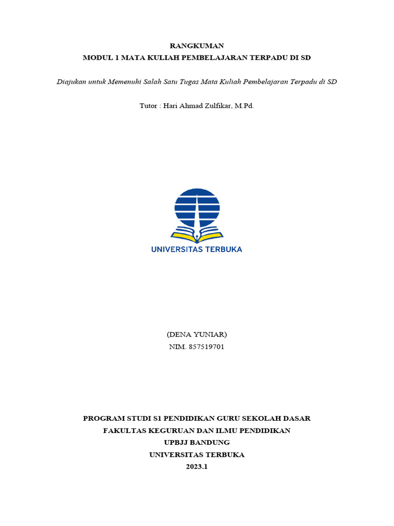 RANGKUMAN Modul 1-DENA YUNIAR | PDF