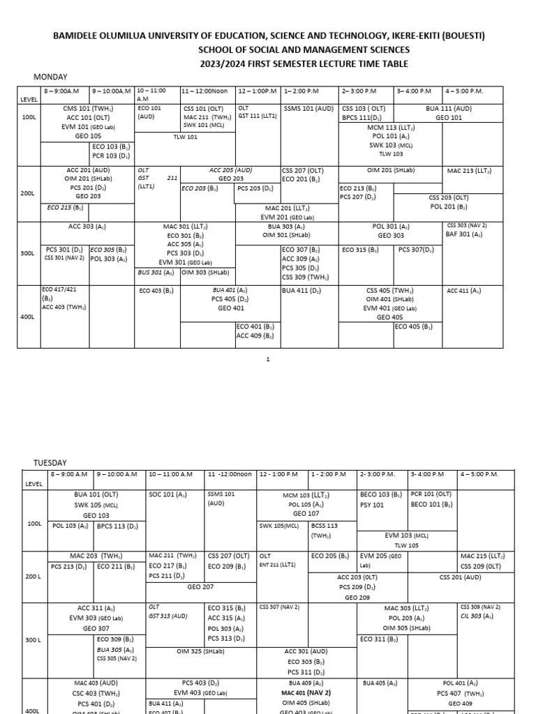 Ssms 202324 First Semester Lecture Time Table | PDF | Technology ... Ssms 202324 First Semester Lecture Time Table | PDF | Technology ...