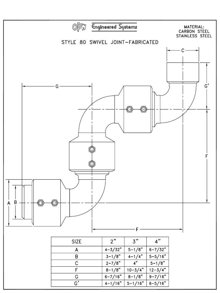 Style 80 Swivel Joint Fabricated Parts Drawing | PDF