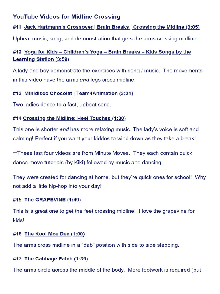 18 Quick Midline Crossing Activities For Academic Tasks - 7 | PDF