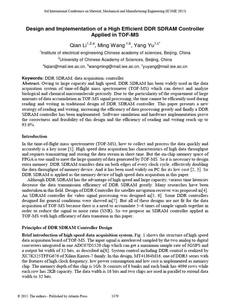 Design And Implementation Of A High Efficient Ddr Pdf Computer Data