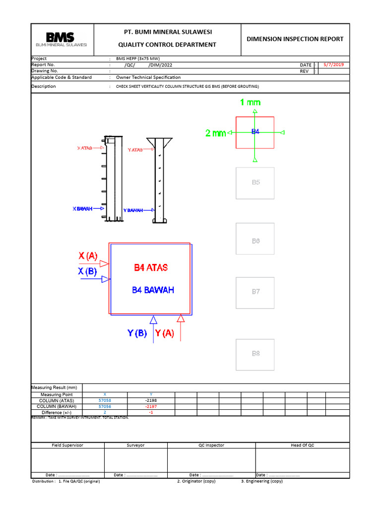 Check Sheet Verticality Column Structure Gis Bms | PDF | Science ...