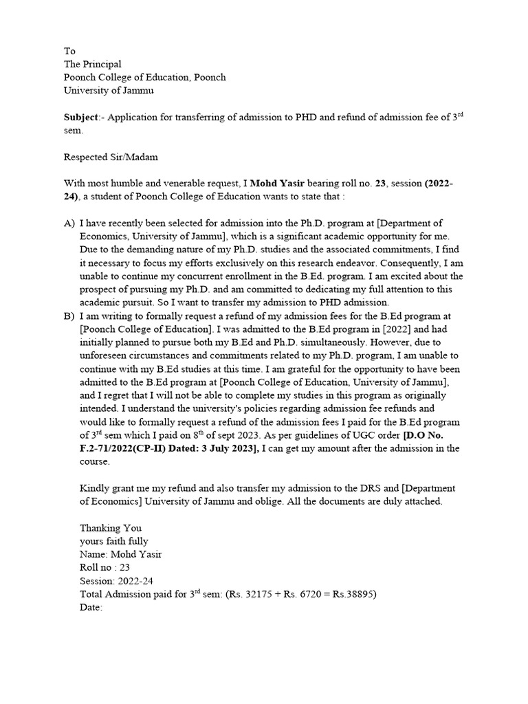 Application For Transference | PDF | Career & Growth | Business