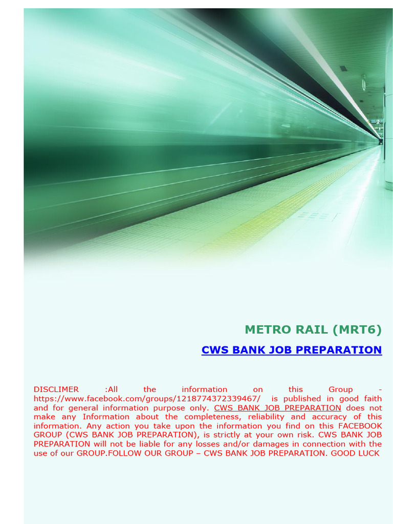 Merto Rail (MRT6) CWS Bank Job Preparation | PDF | Transport | Train