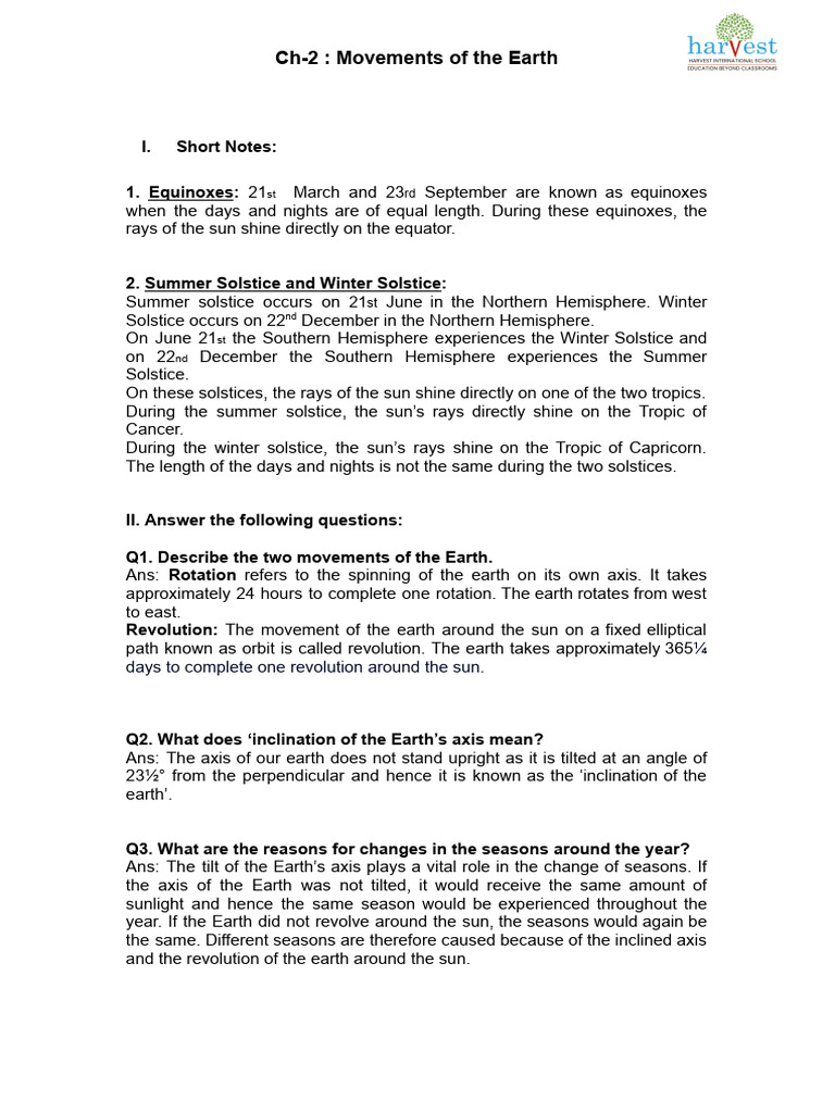 SST - GRD - 5 - Movements of The Earth | PDF | Eclipse | Moon