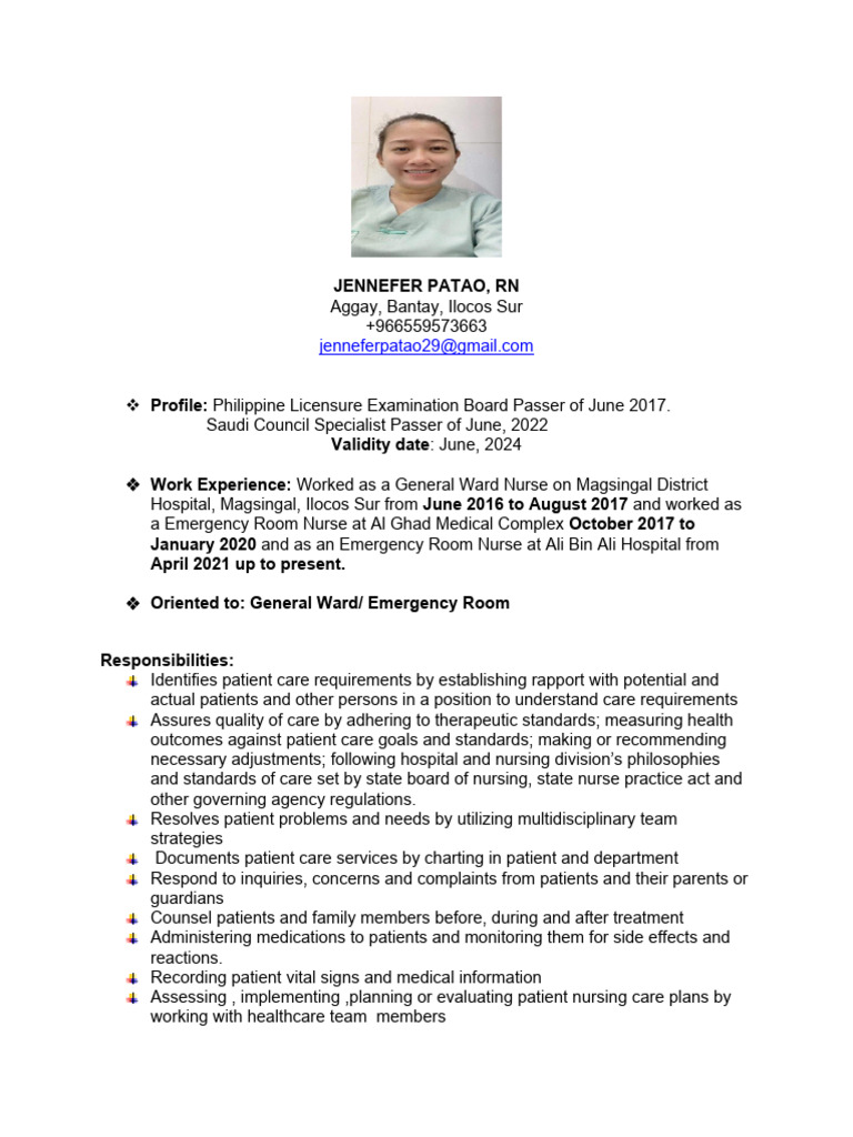Jen Jen CV True | PDF | Nursing | Patient