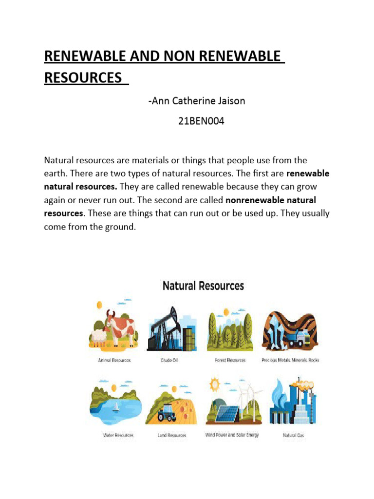 Renewable and Non Renewable Resources | PDF | Renewable Resources | Fuels