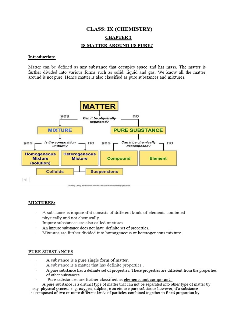 CLASS IX - CHEMISTRY CH2. NOTES | Download Free PDF | Solubility | Mixture