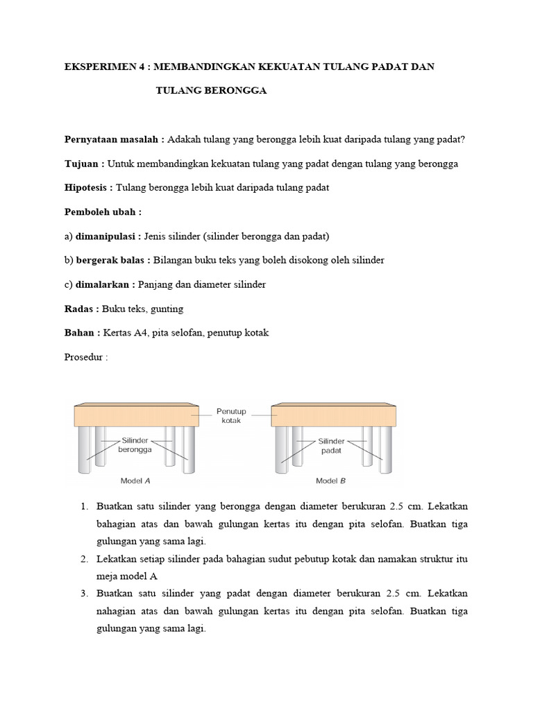 EKSPERIMEN 4 - Menguji Kekuatan Tulang | PDF