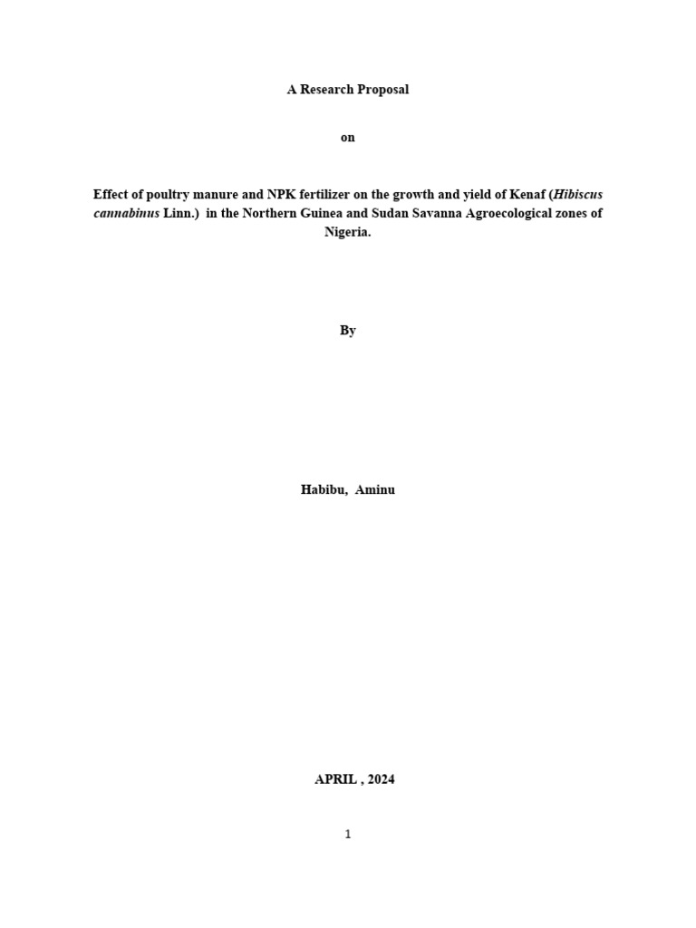 PHD Research Proposal..IDB | PDF | Fertilizer | Soil Fertility