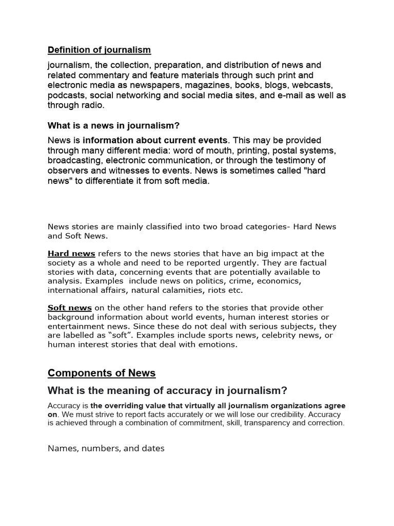 Basics of Journalism Chapter - 2 | PDF | News | Mass Media