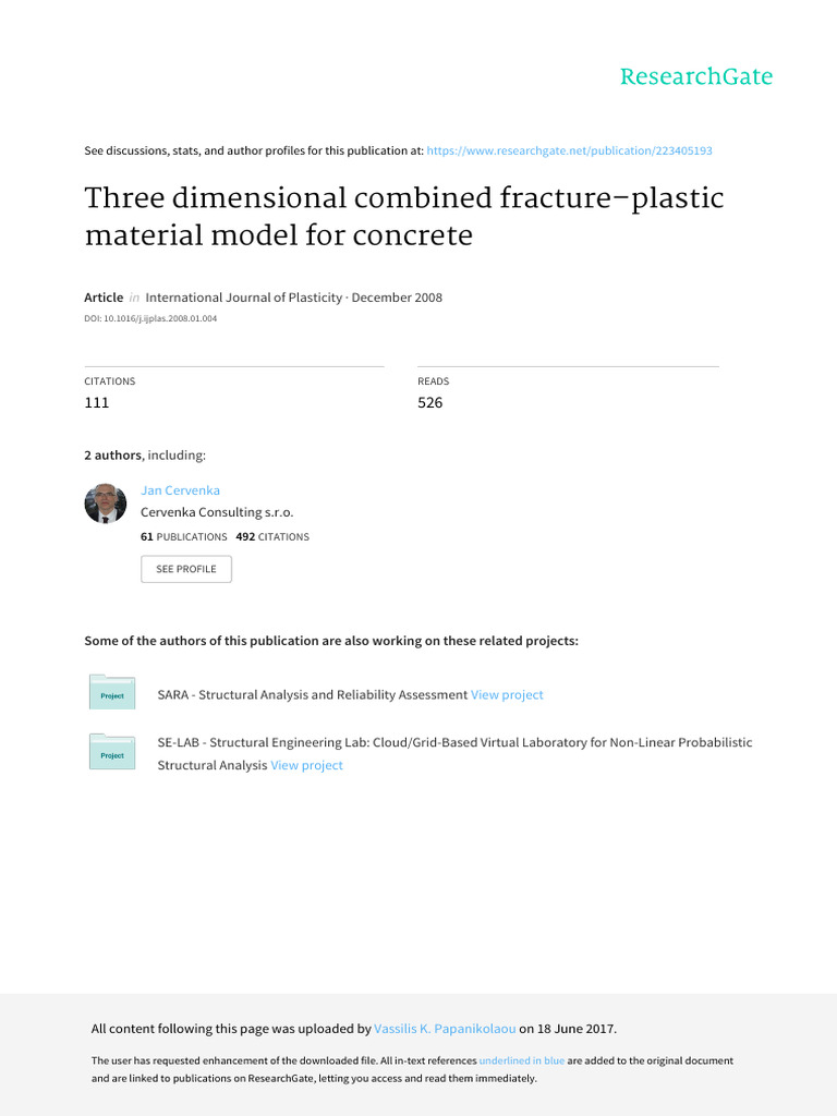 2008 Cervenka & Papanikolau_Three dimensional combined fracture-plastic material model for ...