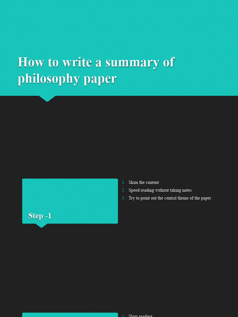 How To Write A Summary of Philosophy Paper | PDF