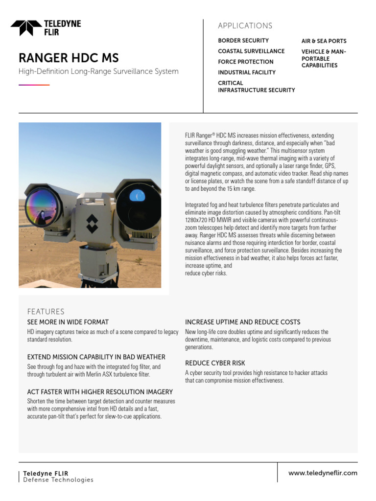 FLIR Ranger HDC MS: Advanced Surveillance System | PDF | Pixel | Optics