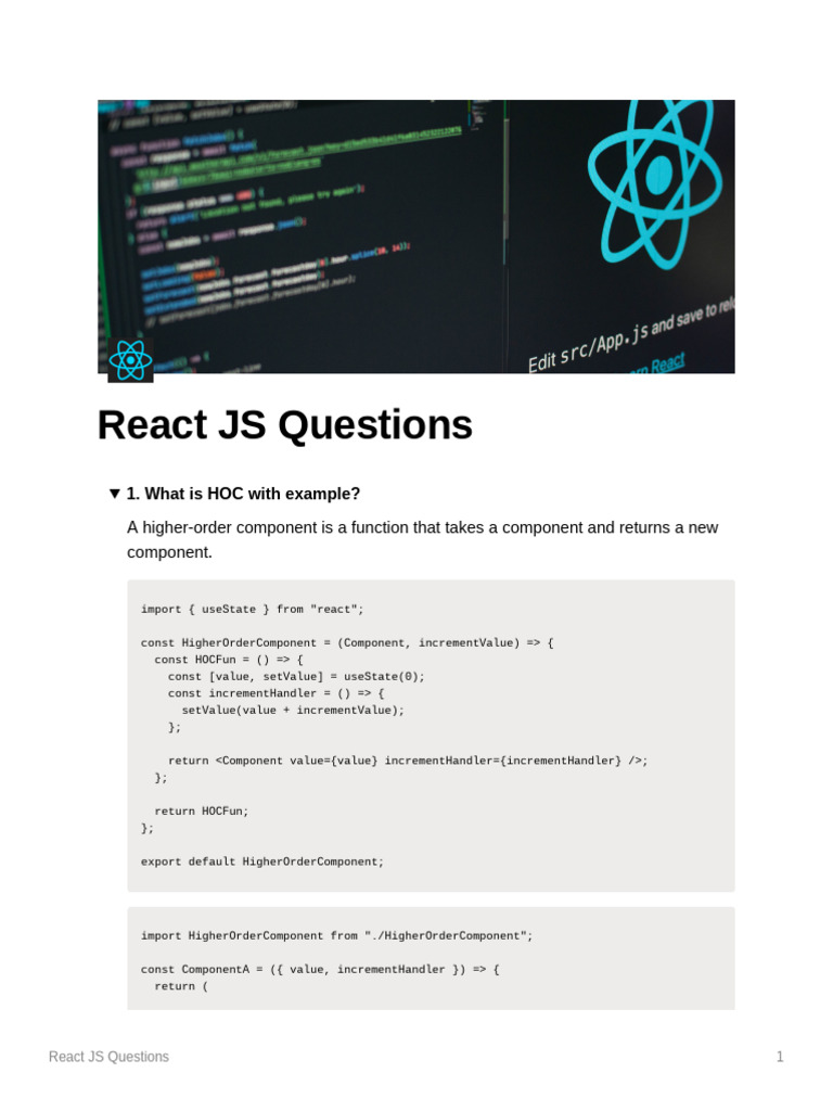 React JS Questions Sandip | PDF | Computer Programming | Software Engineering